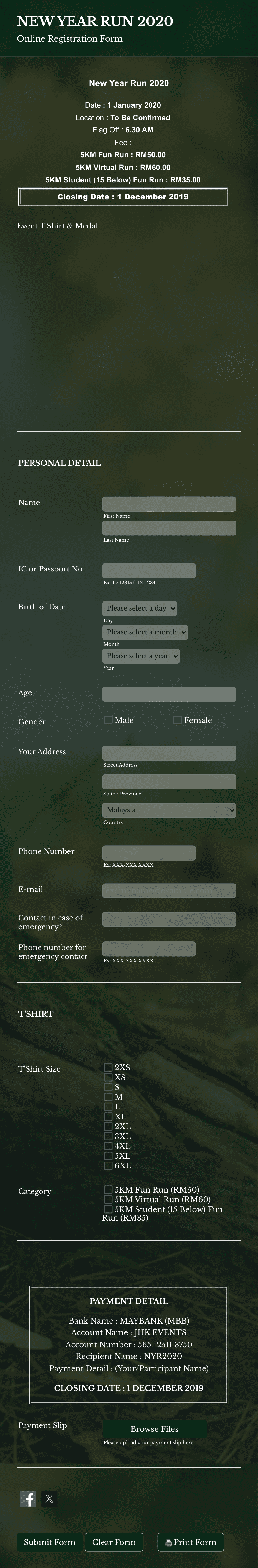 New Year Run 2020 Registration Form Template | Jotform