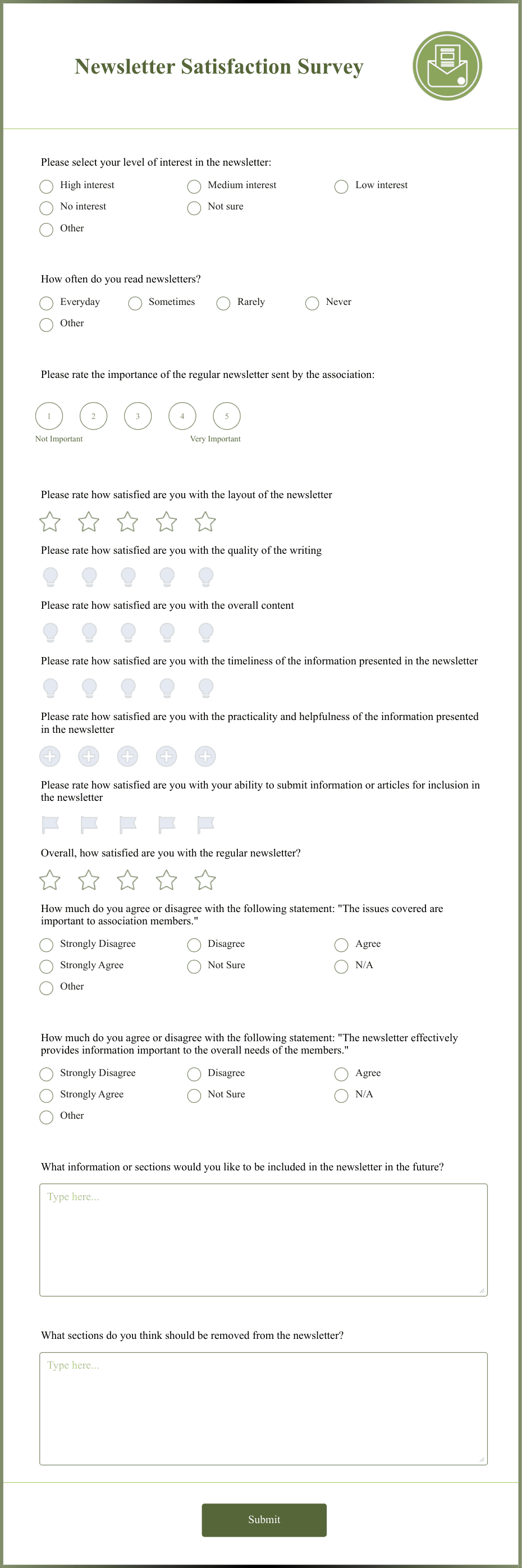 Newsletter Satisfaction Survey Form Template | Jotform