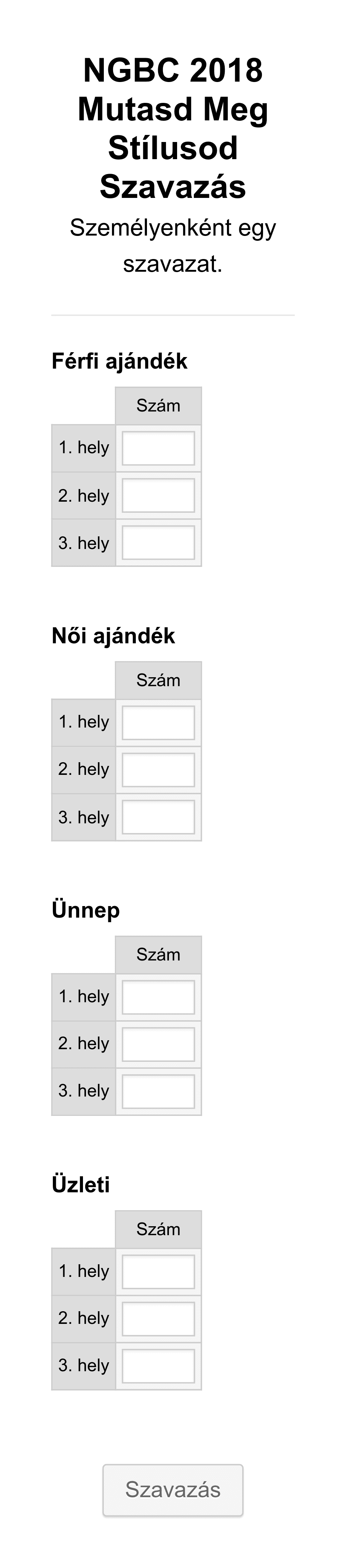 NGBC 2018 Mutasd Meg Stílusod Szavazás Form Template | Jotform