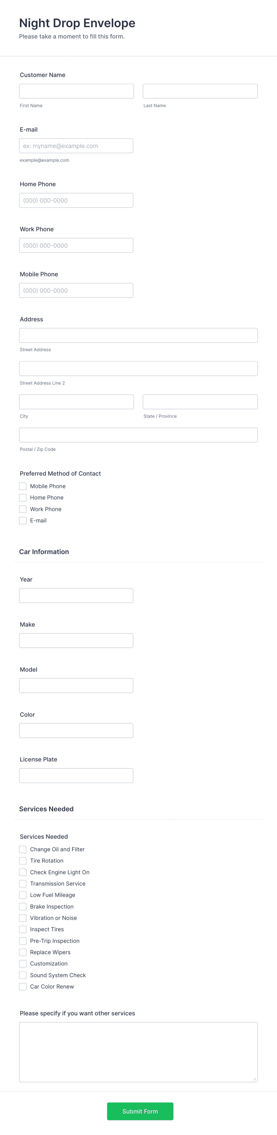 Night Drop Envelope Form Template | Jotform