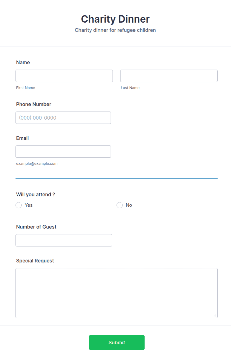 Non-Profit Dinner RSVP Form Template | Jotform