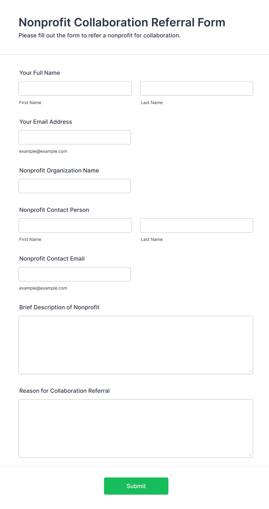 Nonprofit Collaboration Referral Form Template | Jotform