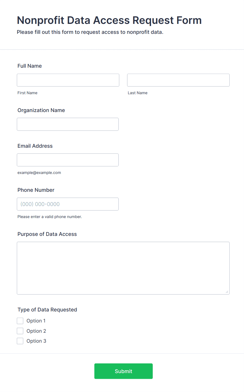 Nonprofit Data Access Request Form Template | Jotform