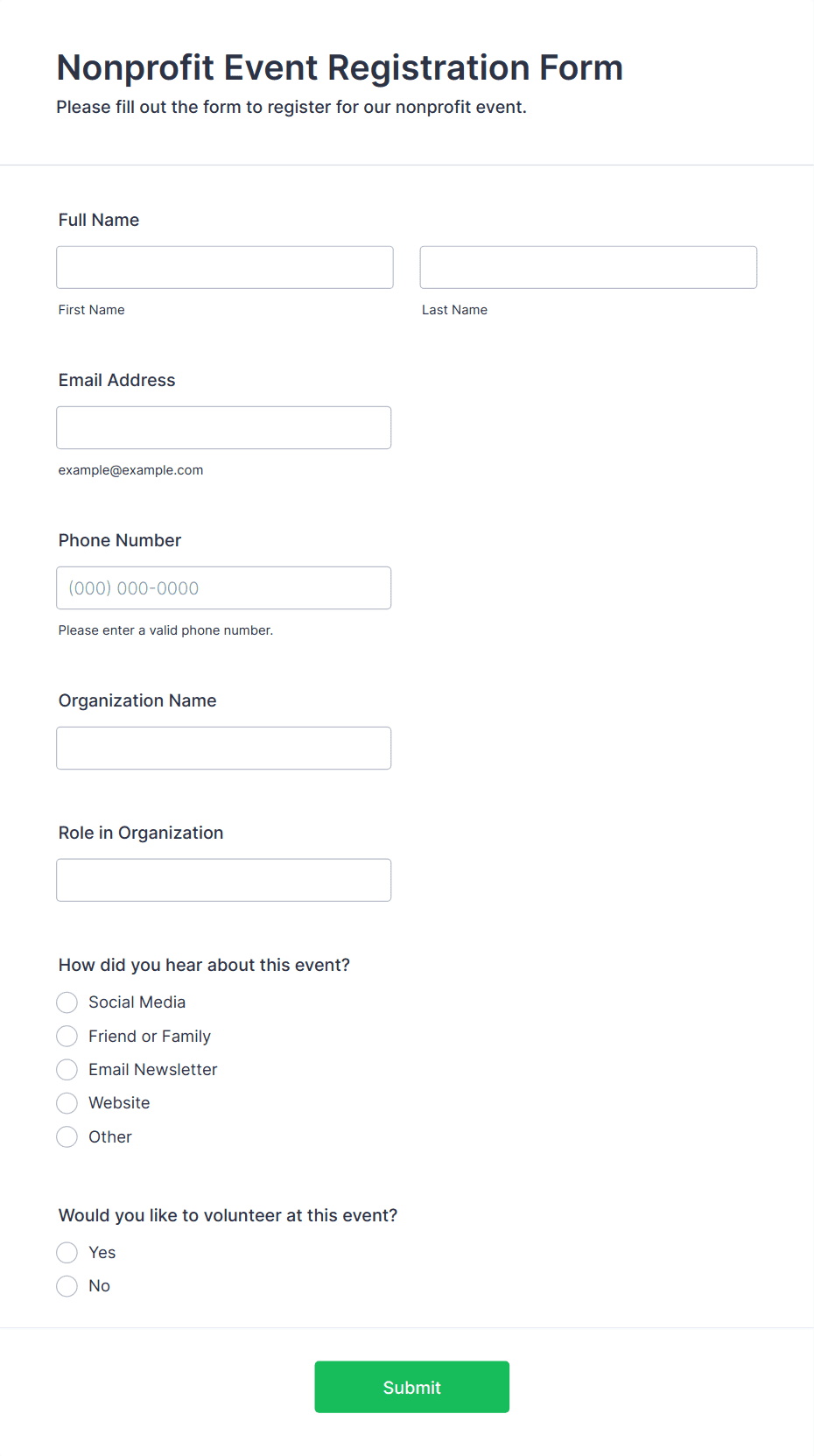Nonprofit Event Registration Form Template | Jotform