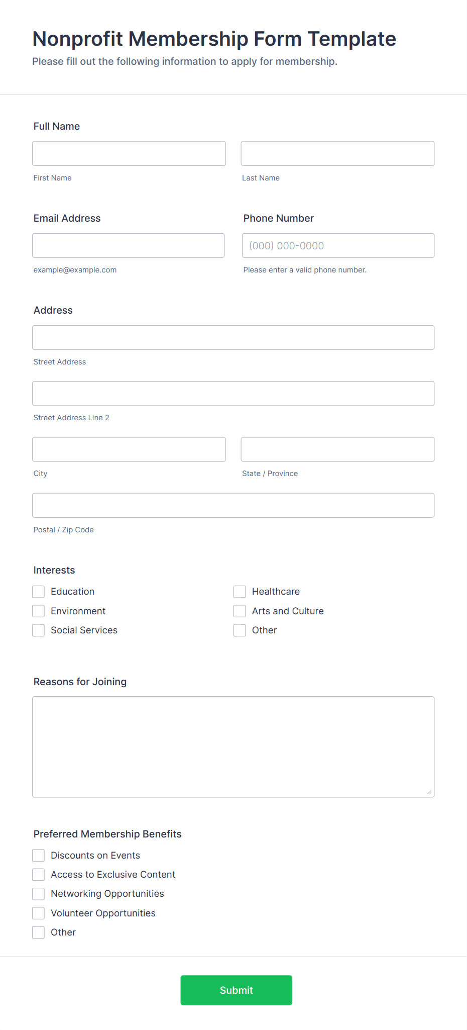 Nonprofit Membership Form Template | Jotform