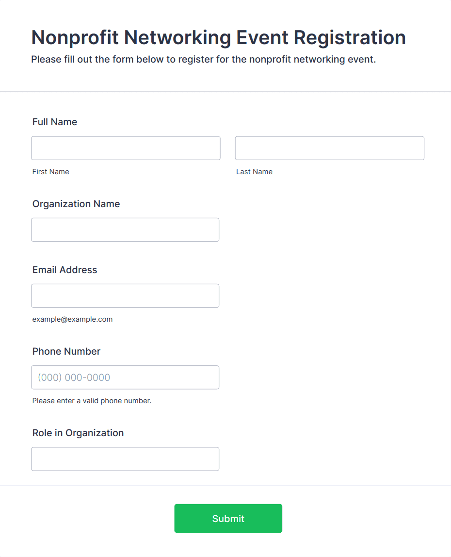 Nonprofit Networking Event Registration Form Template | Jotform