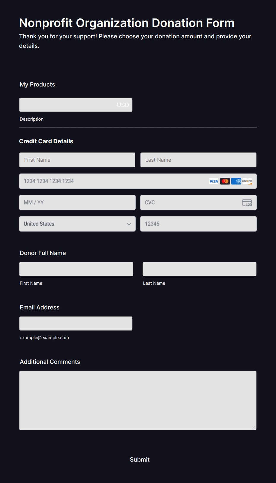 Nonprofit Organization Donation Form Template | Jotform