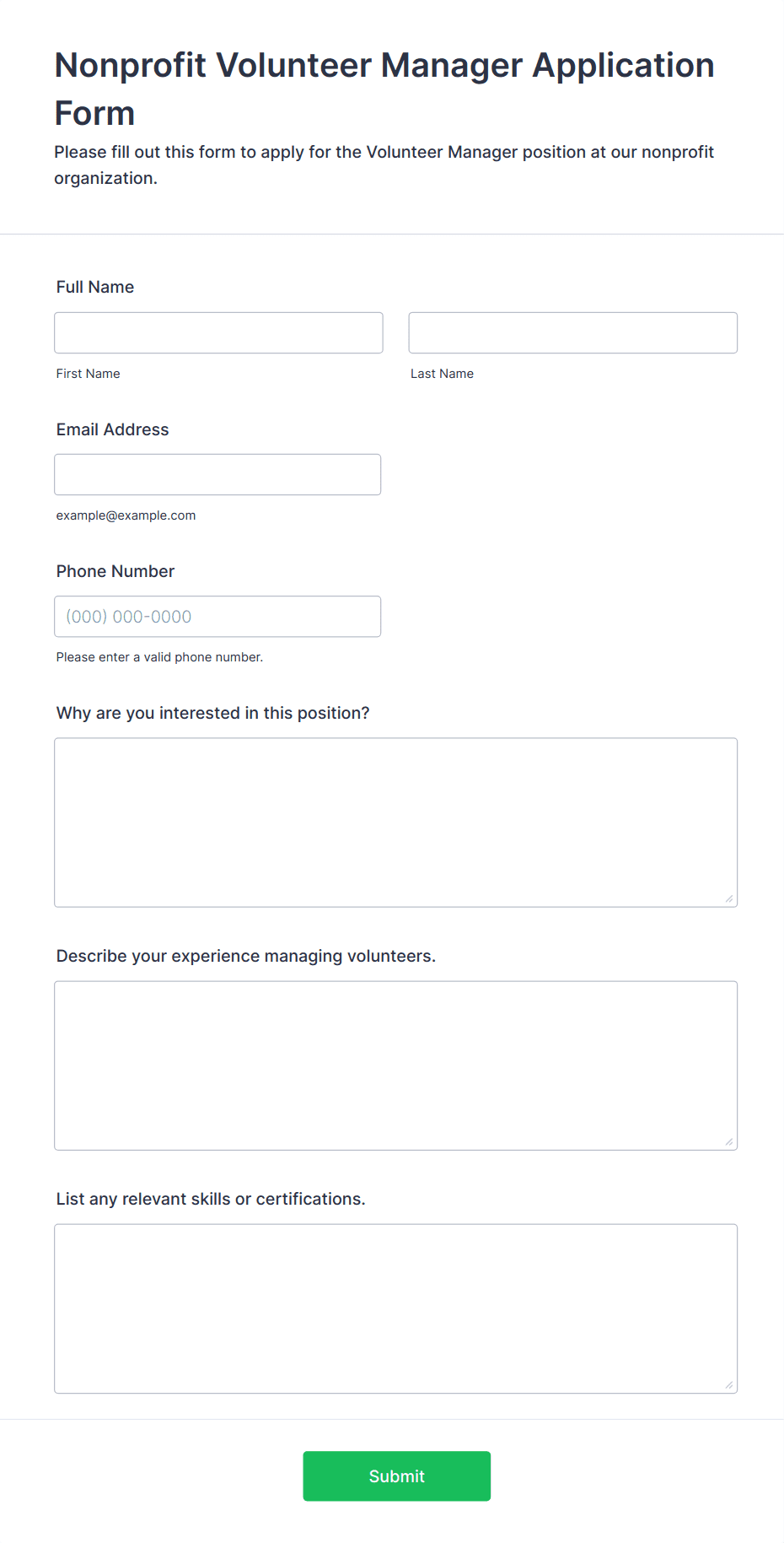 Nonprofit Volunteer Manager Application Form Template | Jotform