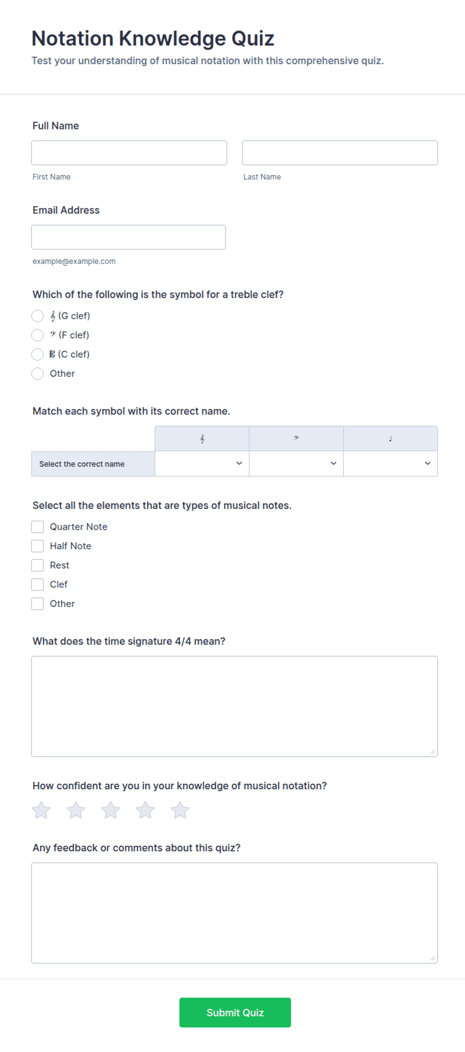 Notation Knowledge Quiz Form Template | Jotform
