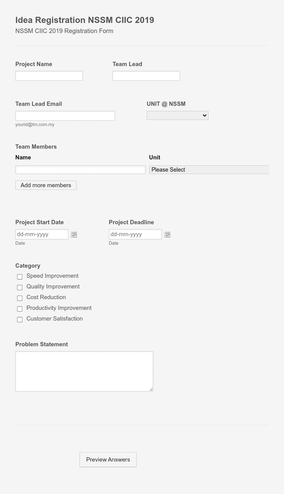 Nssm Ciic 2019 Form Template | Jotform
