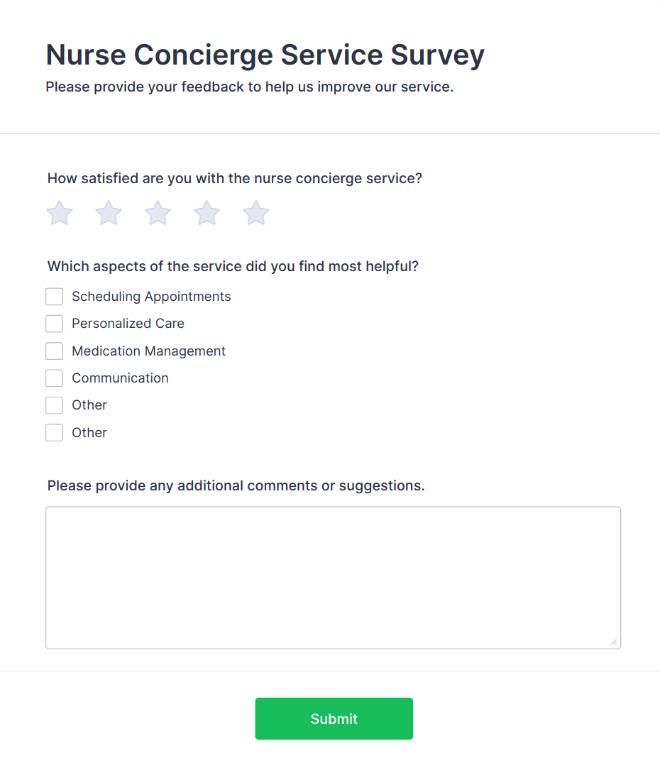 Nurse Concierge Service Survey Form Template | Jotform