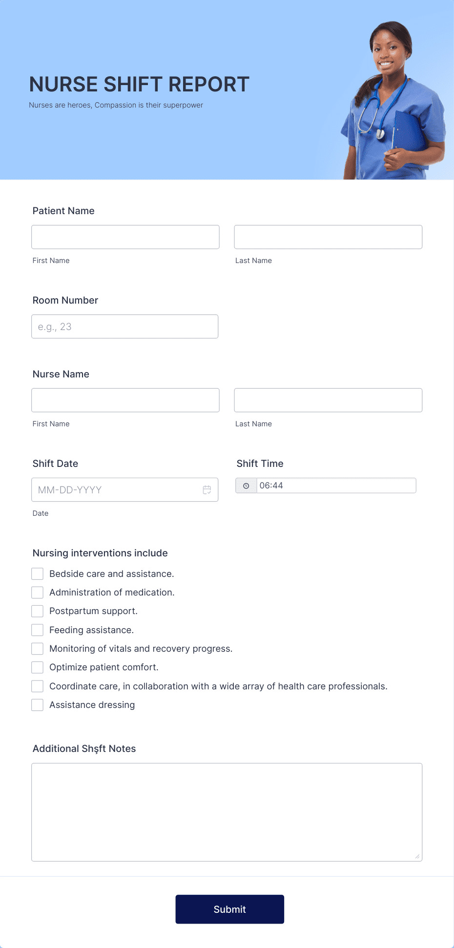 Nurse Shift Report Template Form Template | Jotform