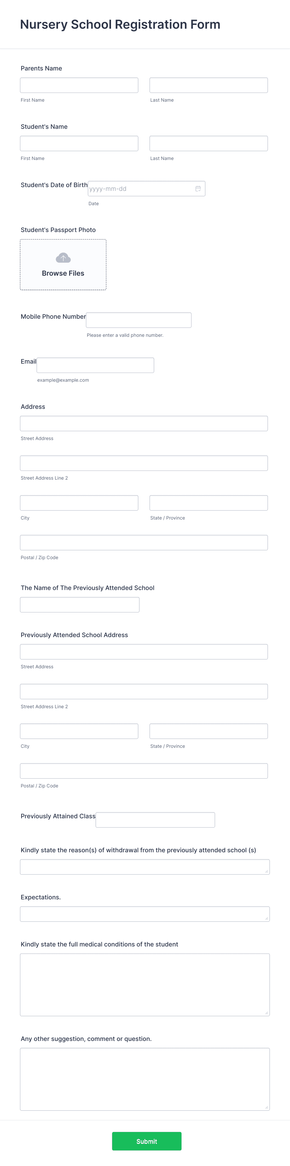Nursery School Registration Form Template | Jotform