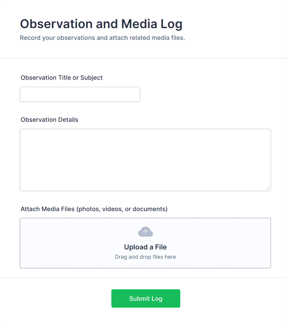 Observation and Media Log Form Template | Jotform
