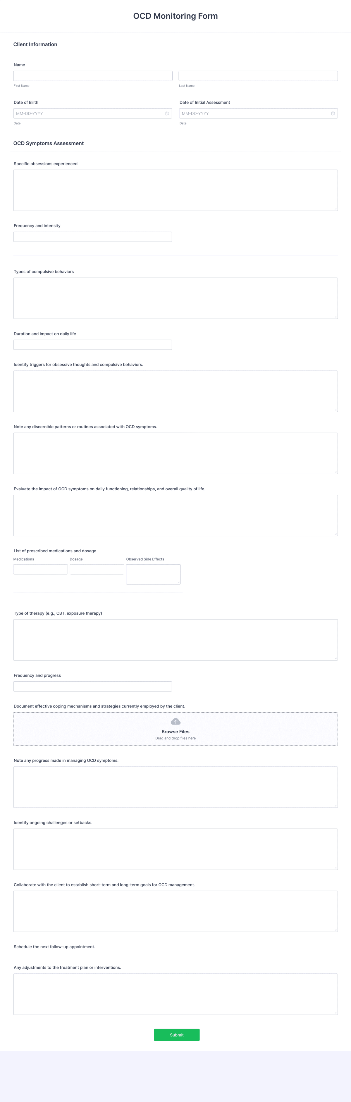 OCD Monitoring Form Template | Jotform