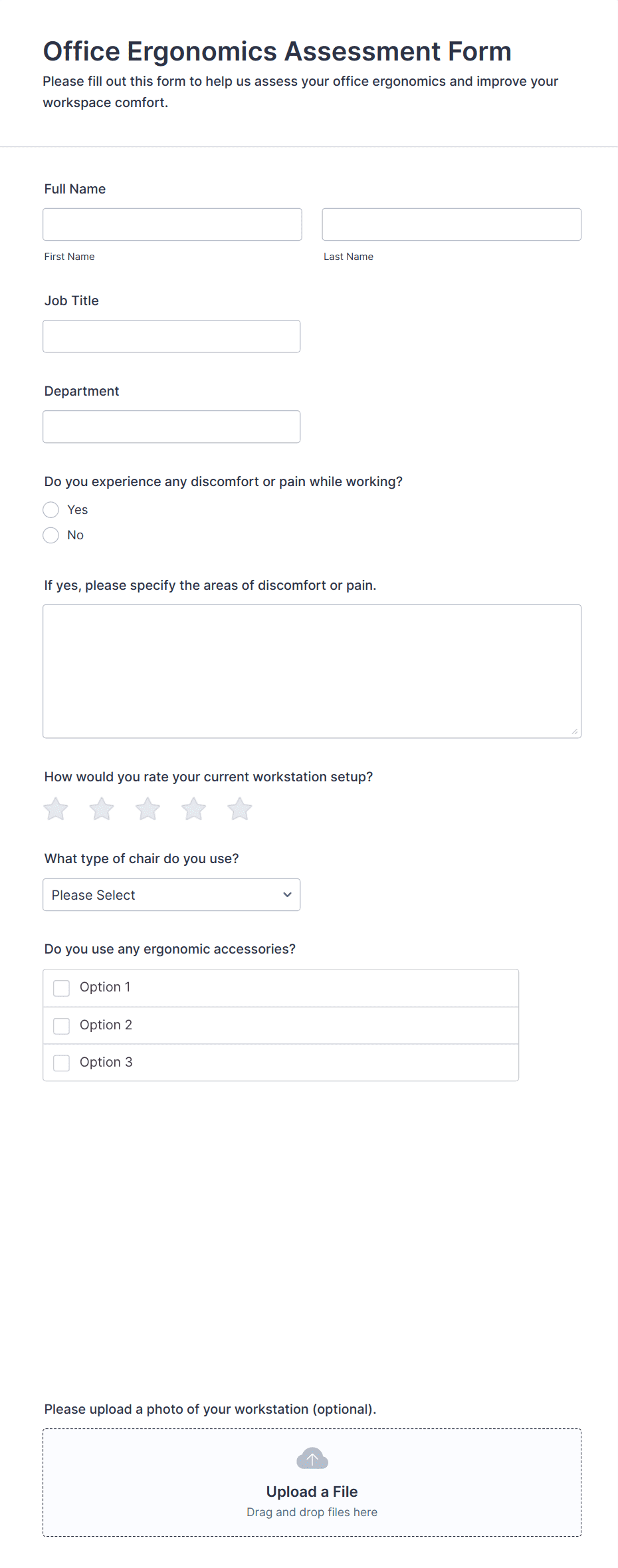 Office Ergonomics Assessment Form Template | Jotform