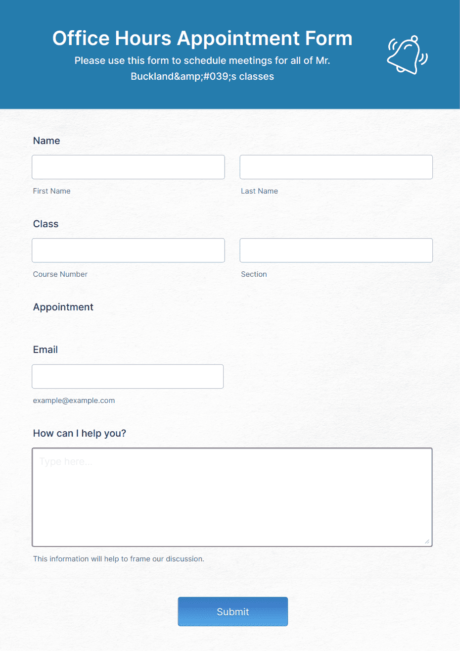 Office Hours Appointment Form Template | Jotform