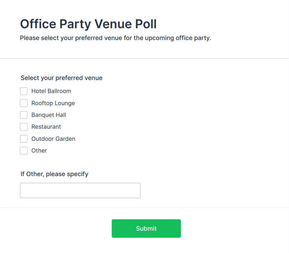 Office Party Venue Poll Form Template | Jotform