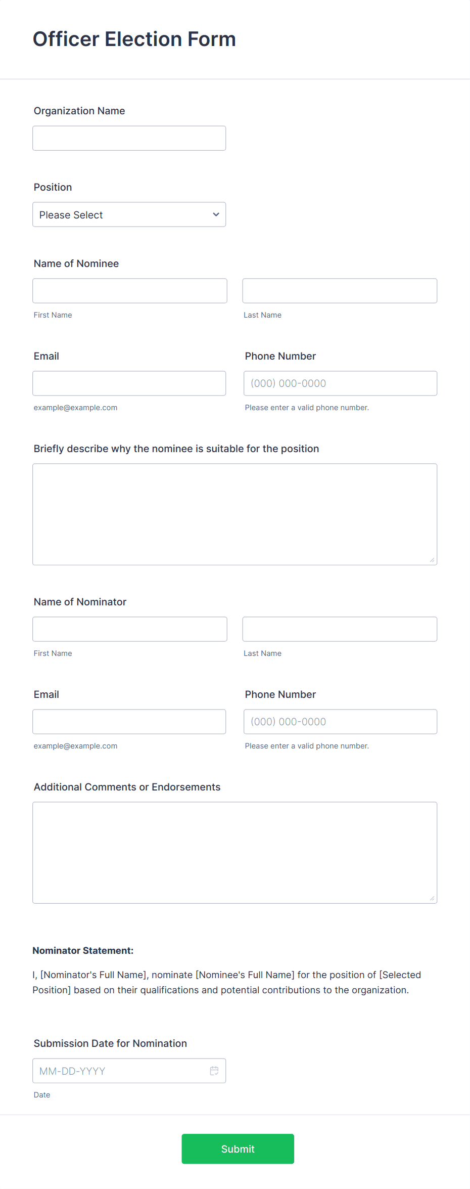 Officer Election Form Template | Jotform