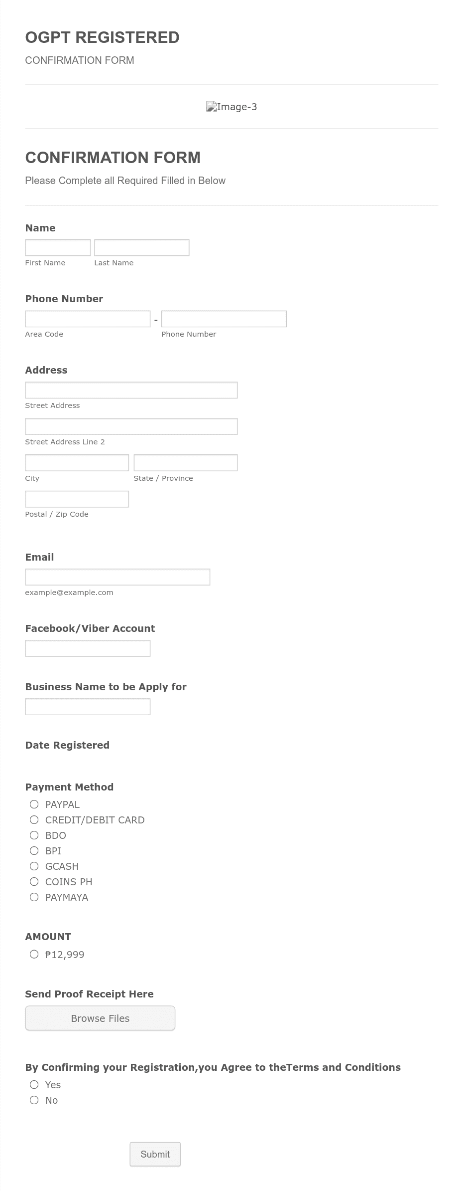 Ogpt Registered Form Template | Jotform