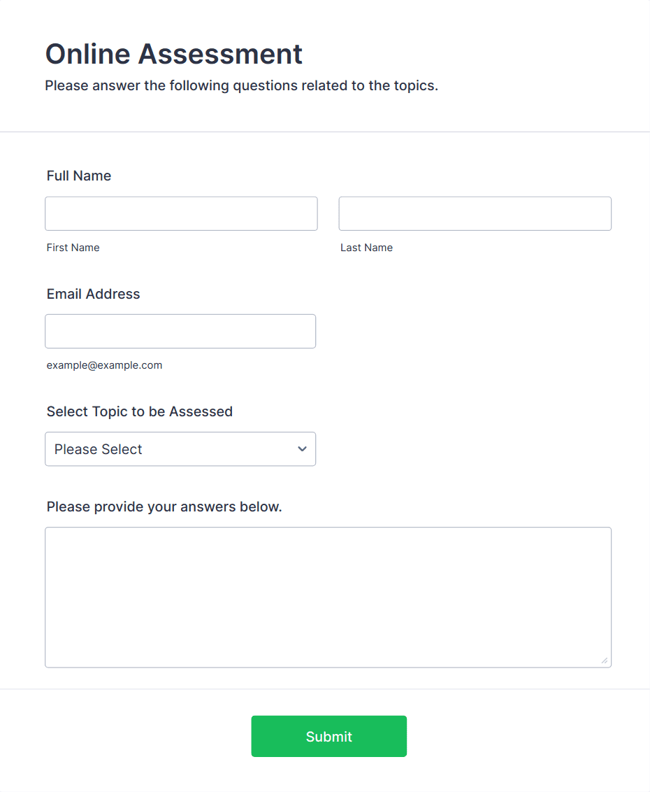 Online Assessment Form Template | Jotform