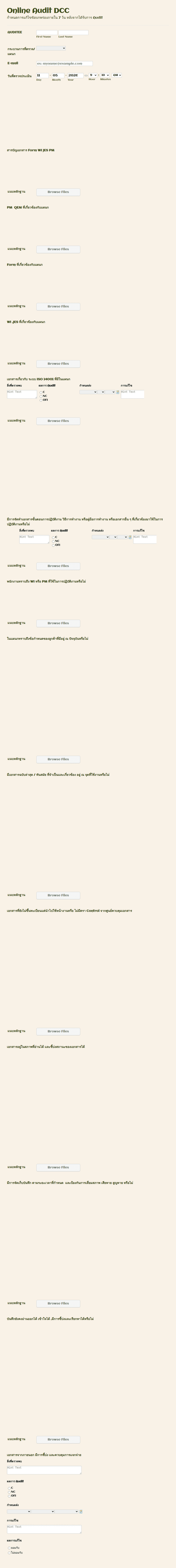 Online Audit DCC Form Template | Jotform