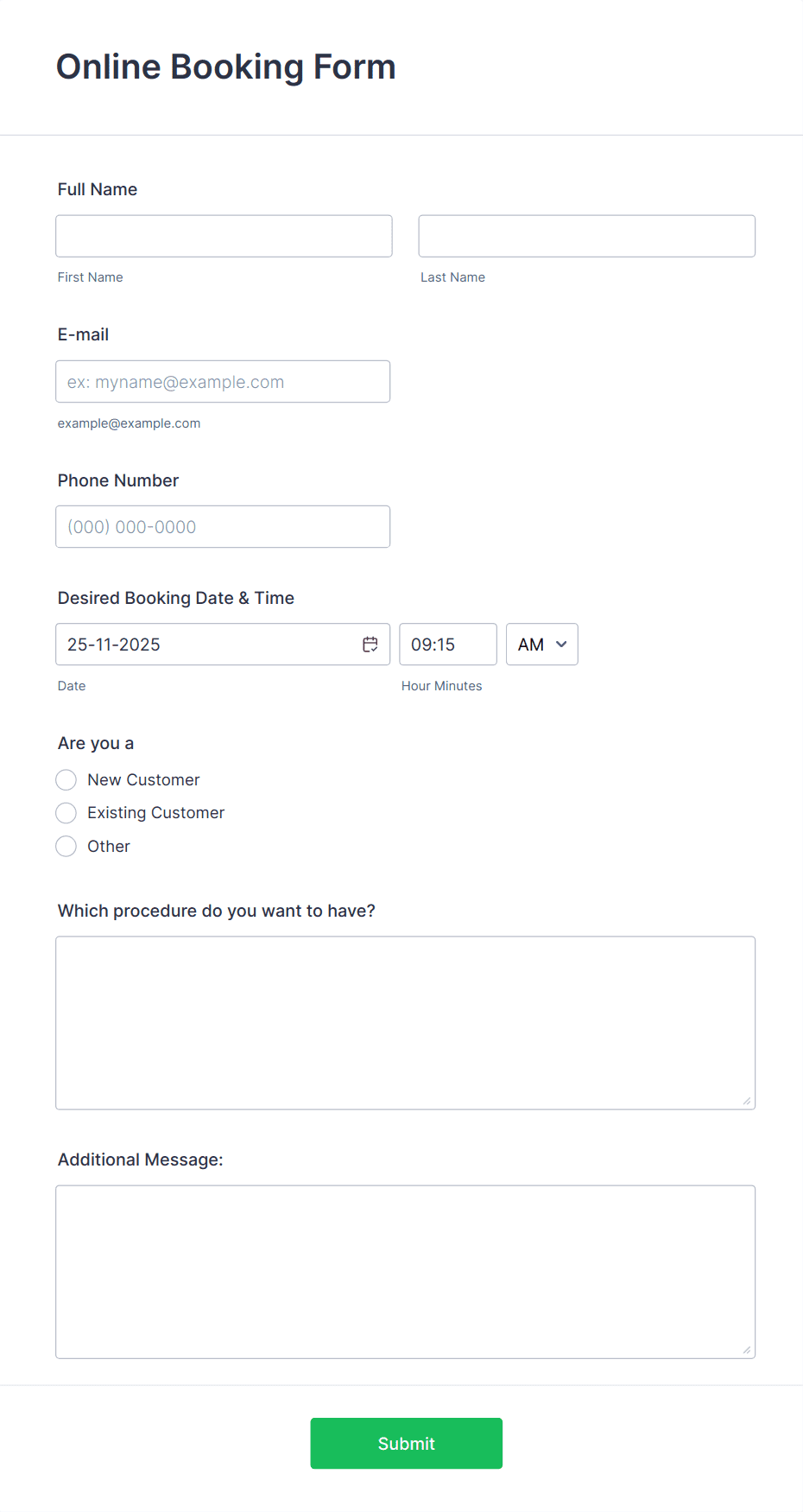 Online Booking Form Template | Jotform