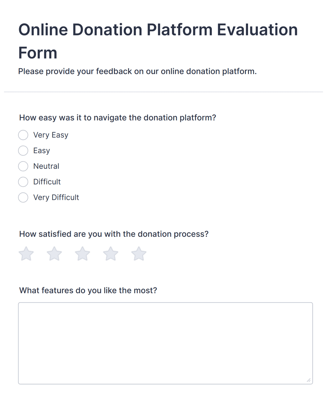 Online Donation Platform Evaluation Form Template | Jotform