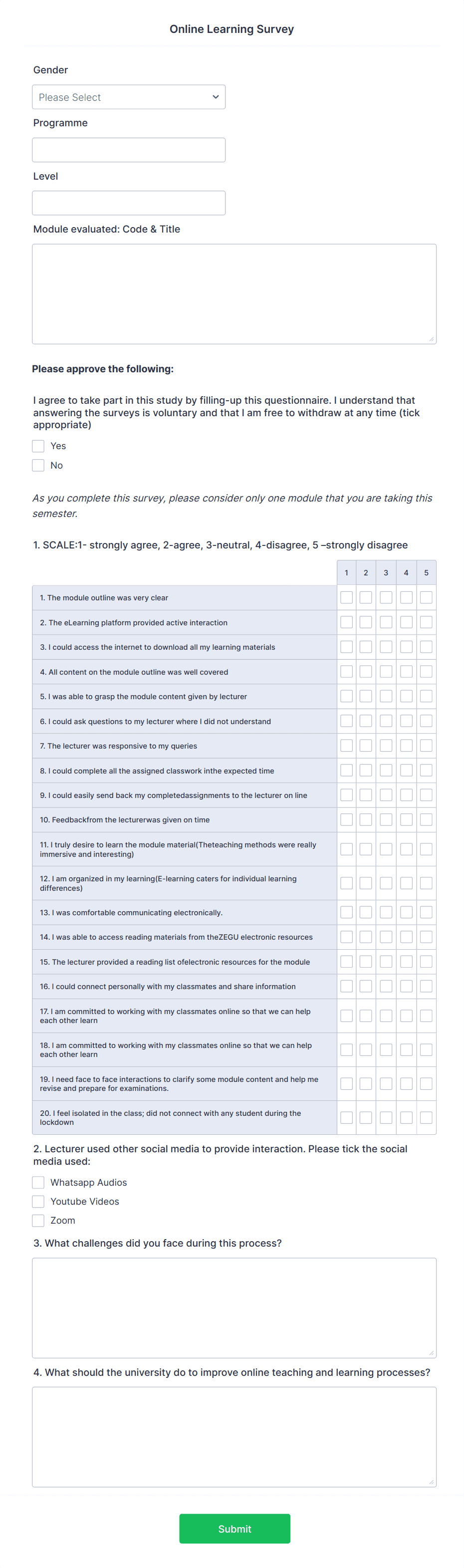 Online Learning Survey Form Template | Jotform
