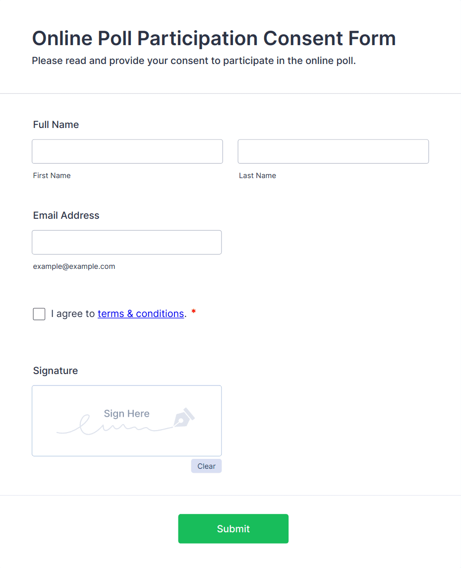 Online Poll Participation Consent Form Template | Jotform