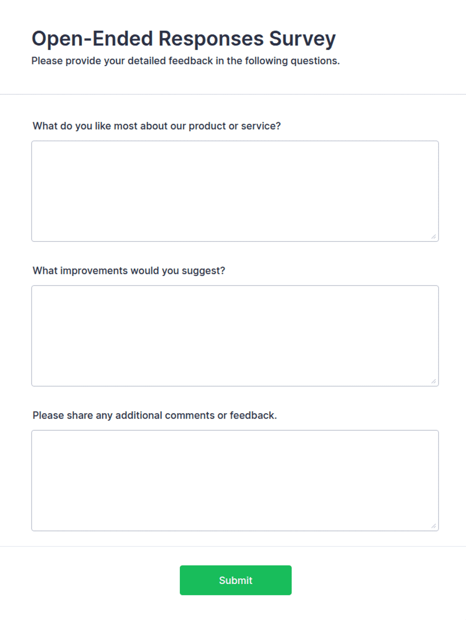 Open-Ended Responses Survey Form Template | Jotform
