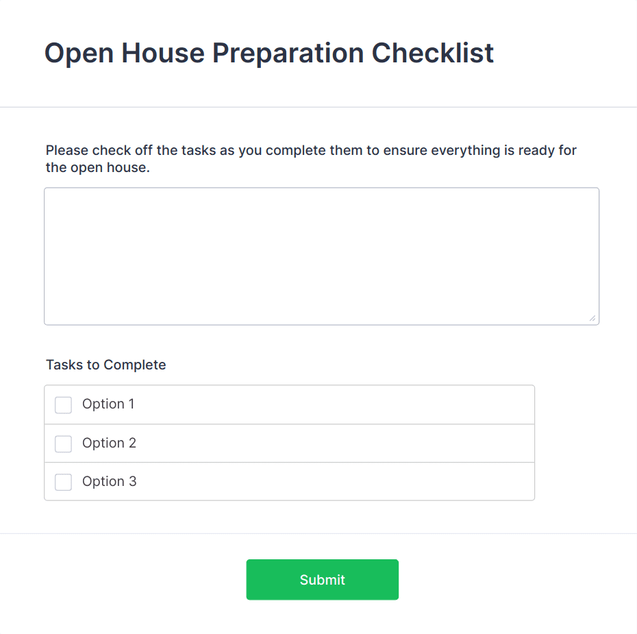 Open House Preparation Checklist Form Template | Jotform
