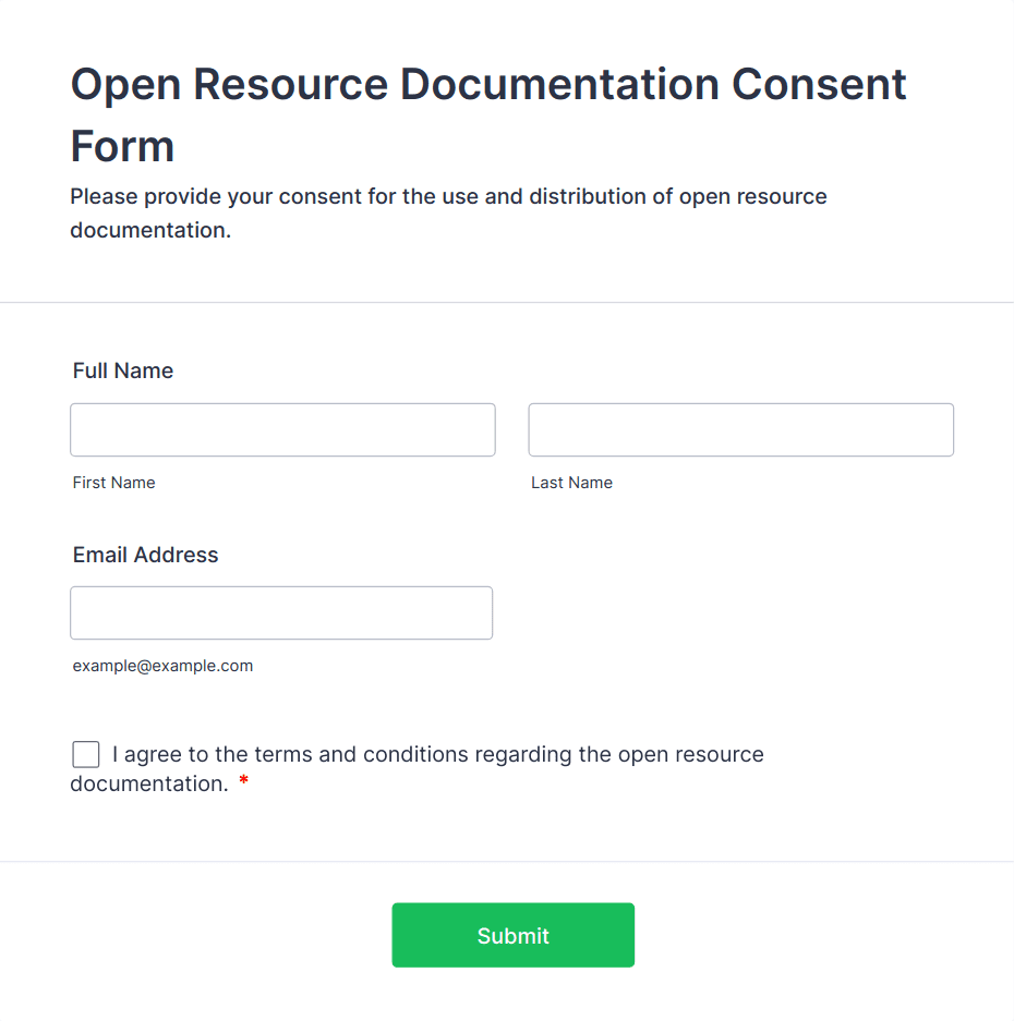 Open Resource Documentation Consent Form Template | Jotform