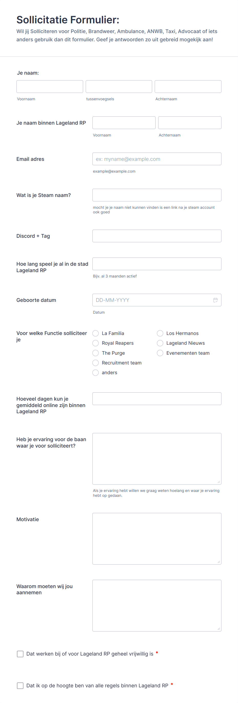 open sollicitatie formulier Formulier Sjabloon | Jotform