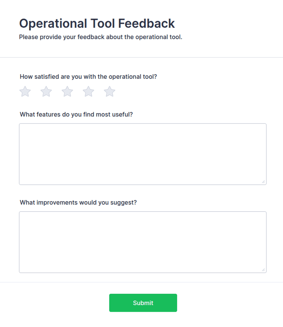 Operational Tool Feedback Form Template | Jotform