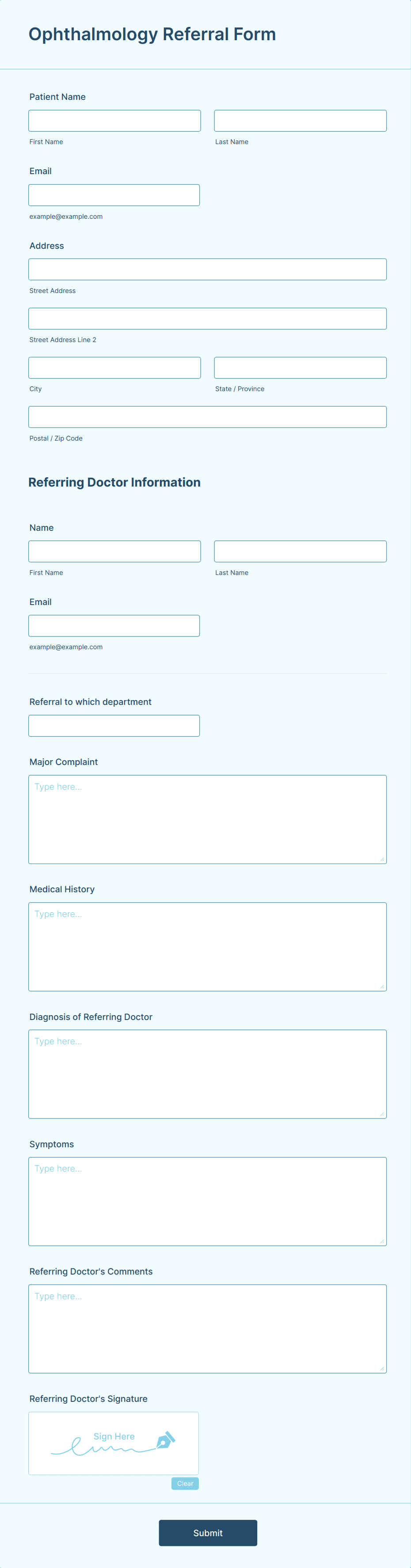 Ophthalmology Referral Form Template | Jotform