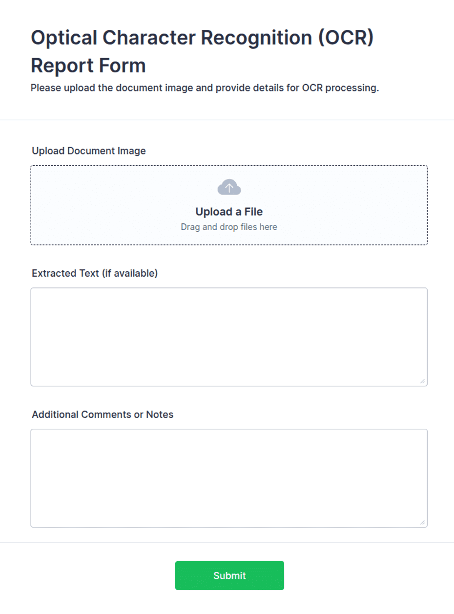 Optical Character Recognition (OCR) Report Form Template | Jotform