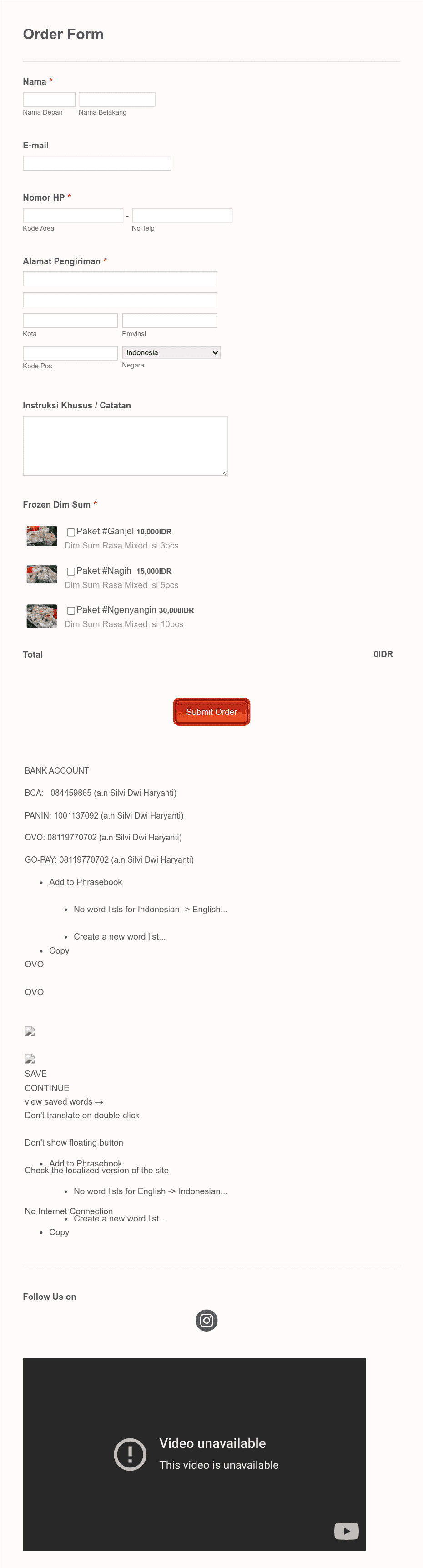 Order Form Lumore Kitchen Template Formulir | Jotform