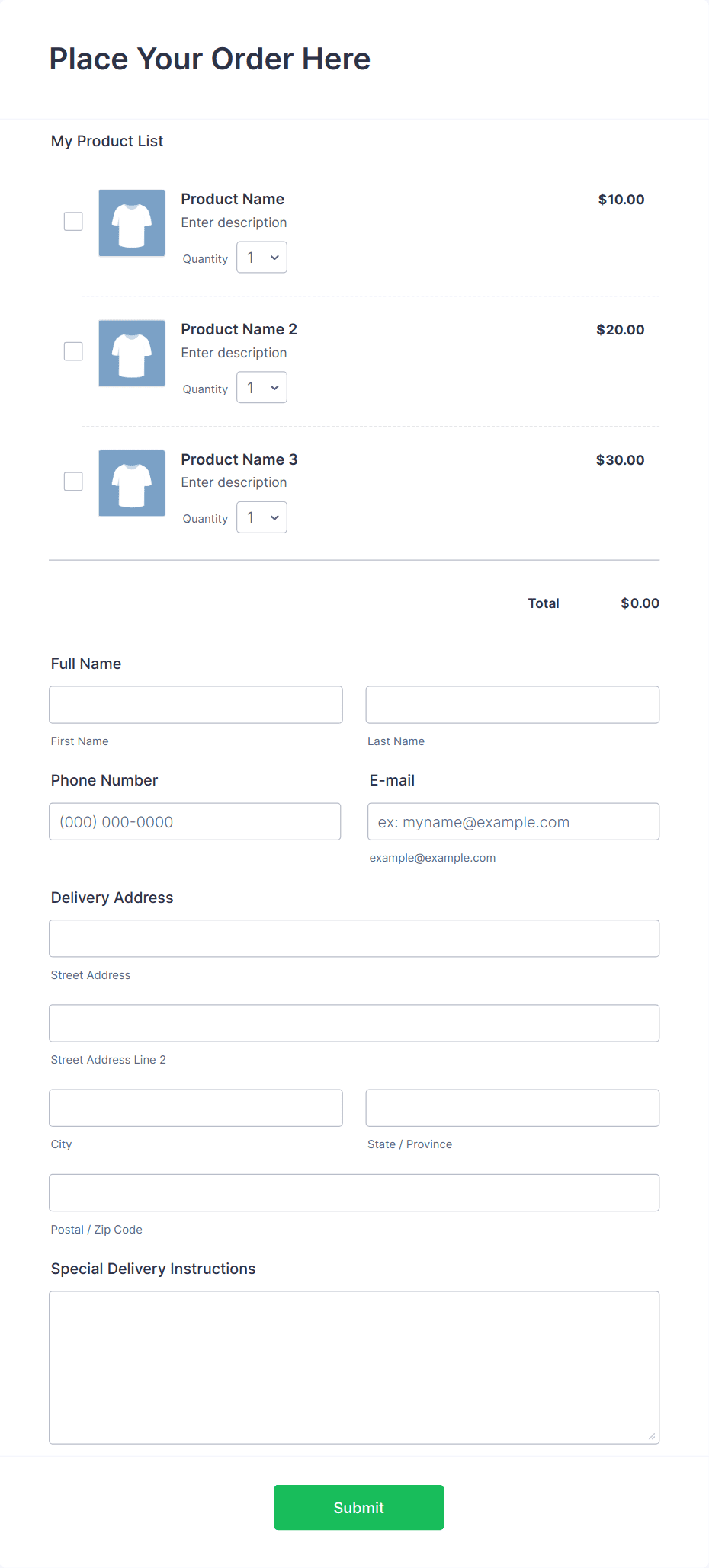 Custom Simple Order Form Template | Jotform