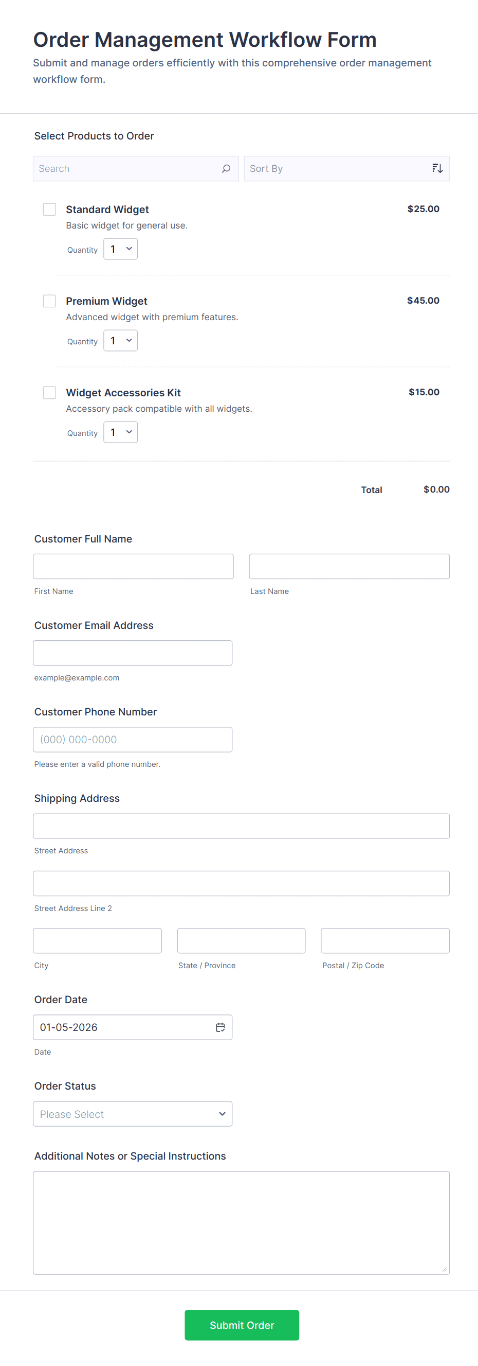 Order Management Workflow Form Template | Jotform