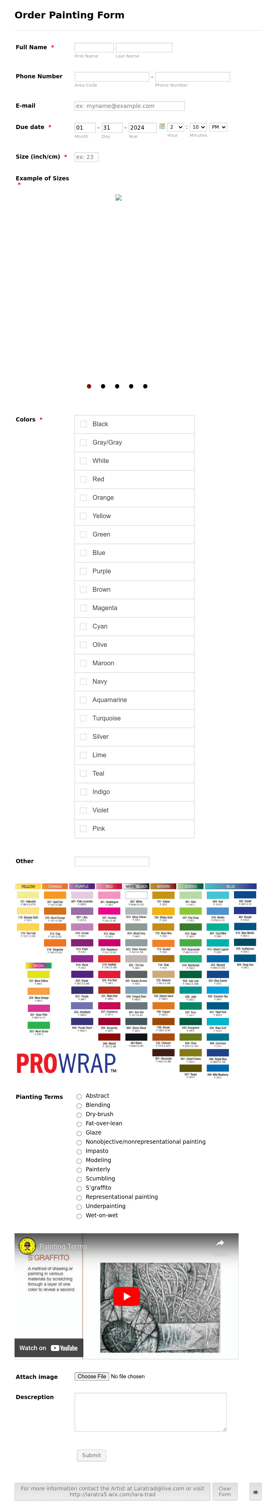 Order Painting Form Template | Jotform