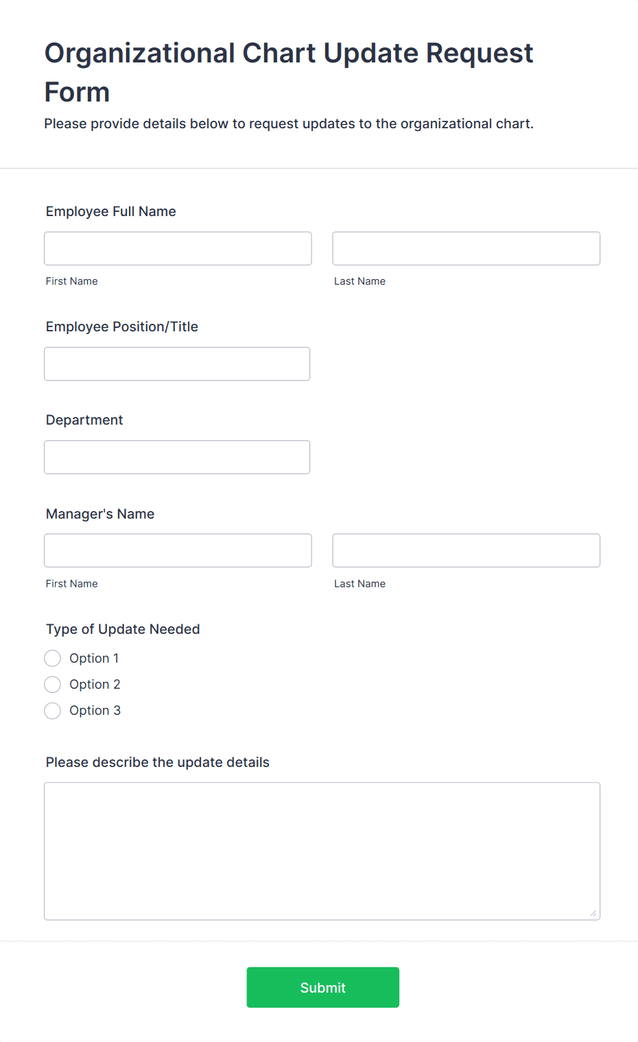 Organizational Chart Update Request Form Template | Jotform