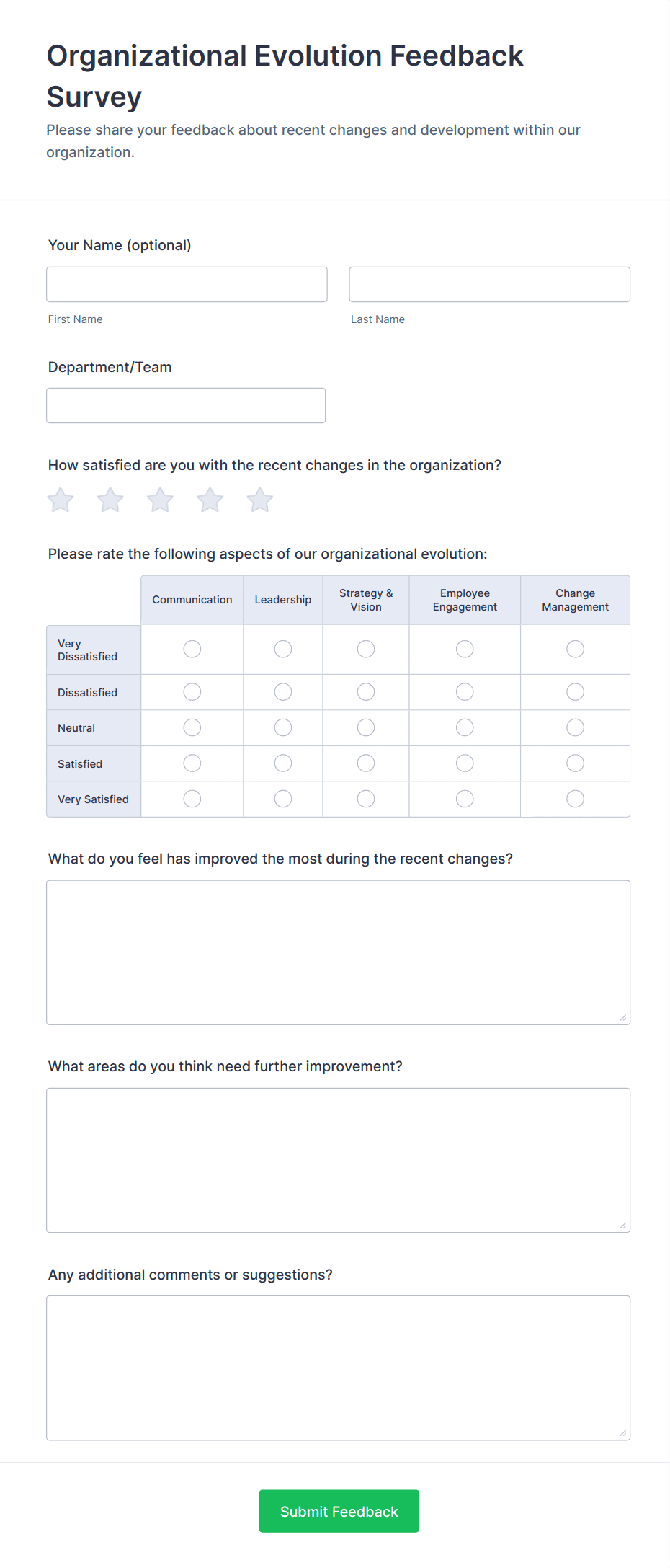 Organizational Evolution Feedback Survey Form Template | Jotform