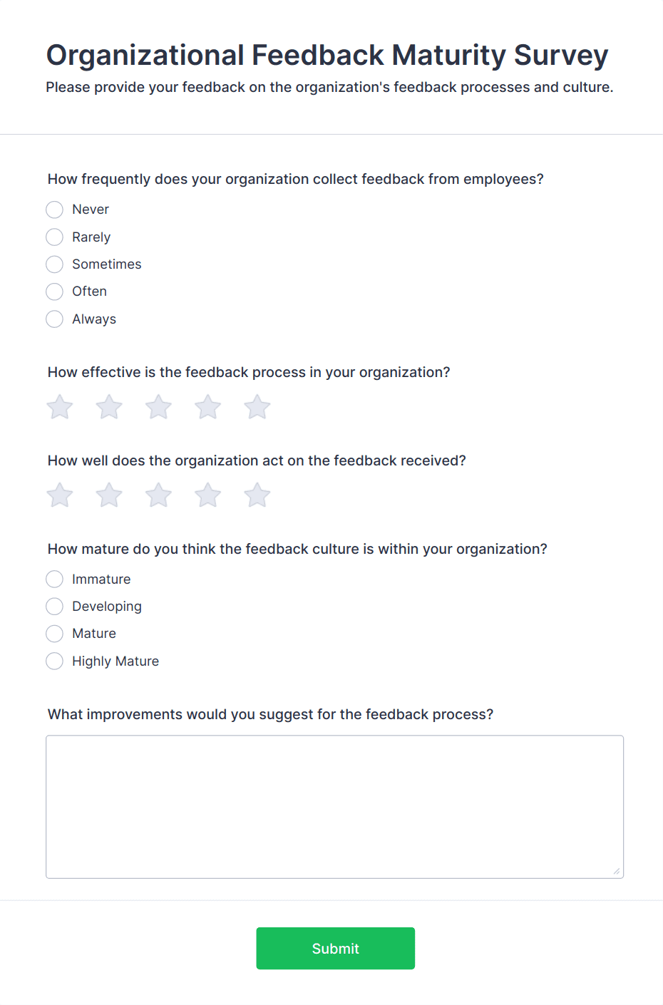 Organizational Feedback Maturity Survey Form Template | Jotform