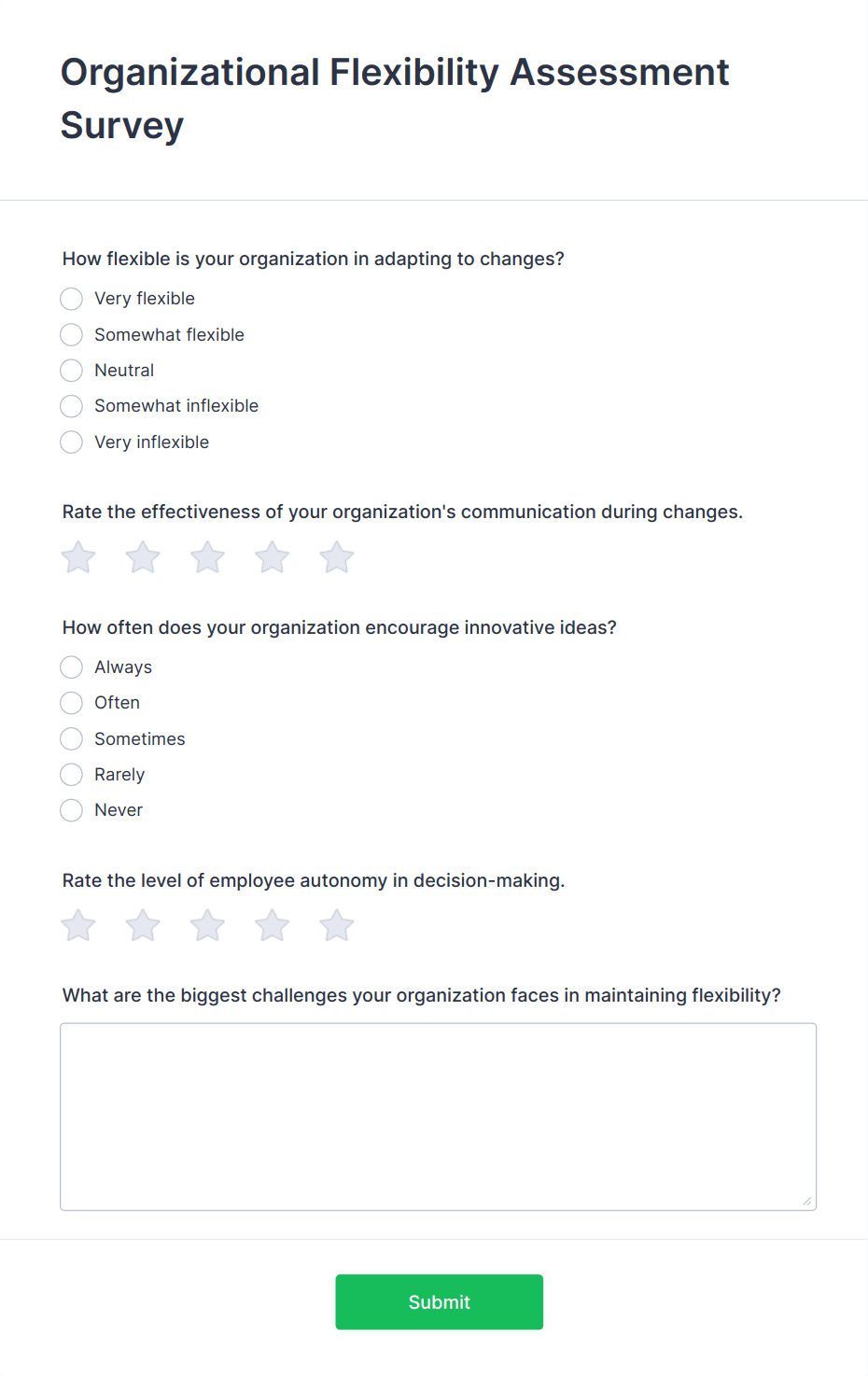 Organizational Flexibility Assessment Survey Form Template | Jotform