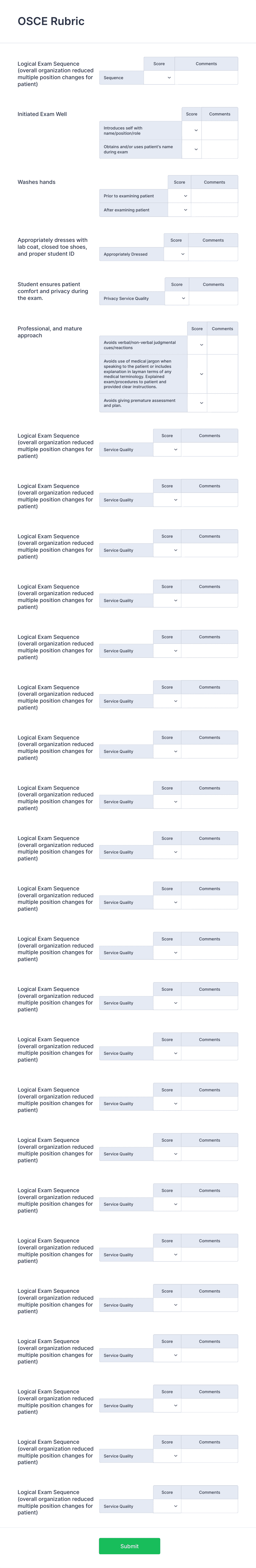 OSCE Rubric Form Template | Jotform