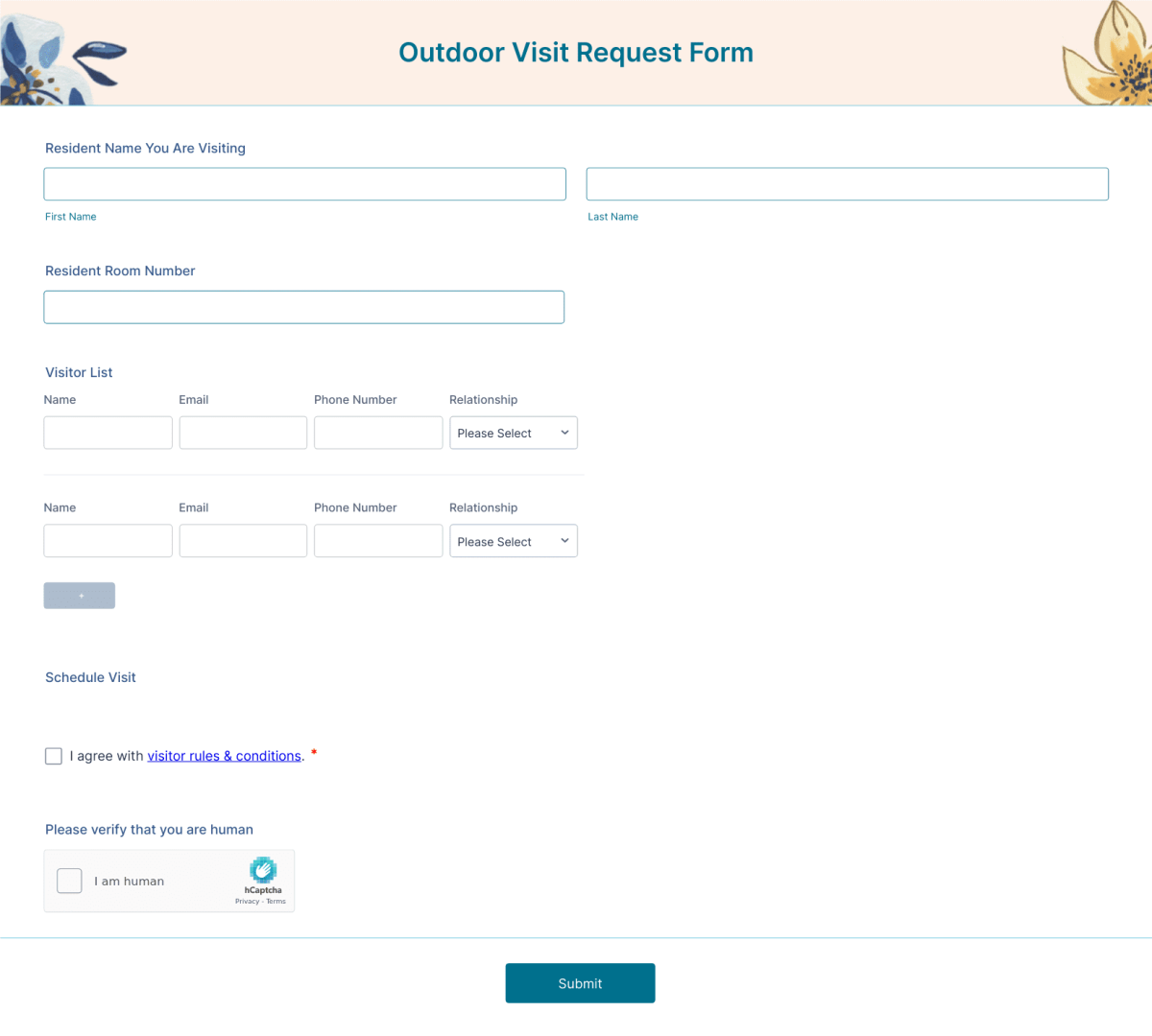 Outdoor Visit Request Form Template | Jotform
