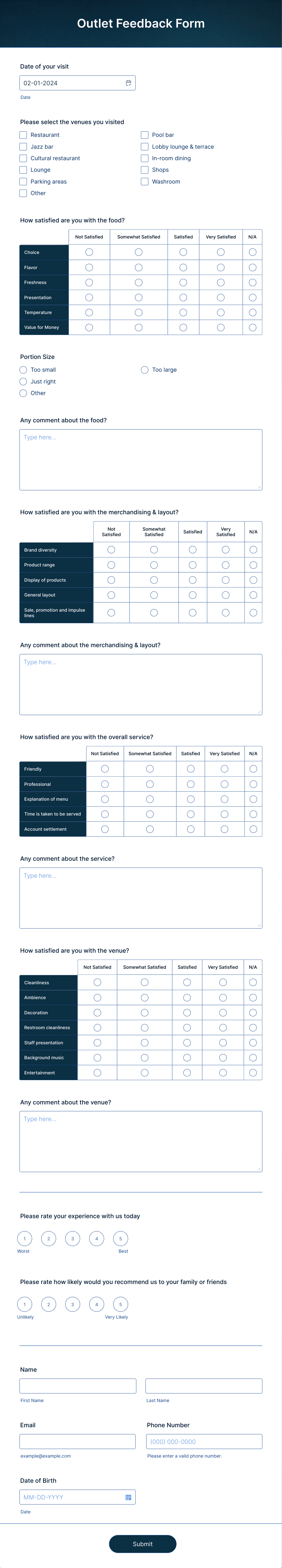 Outlet Evaluation Form Template | Jotform