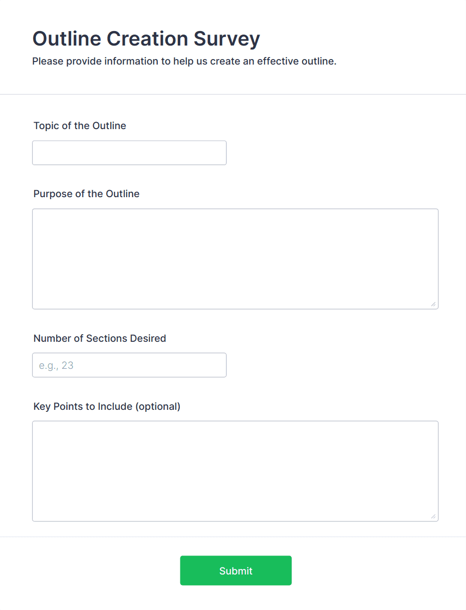 Outline Creation Survey Form Template | Jotform