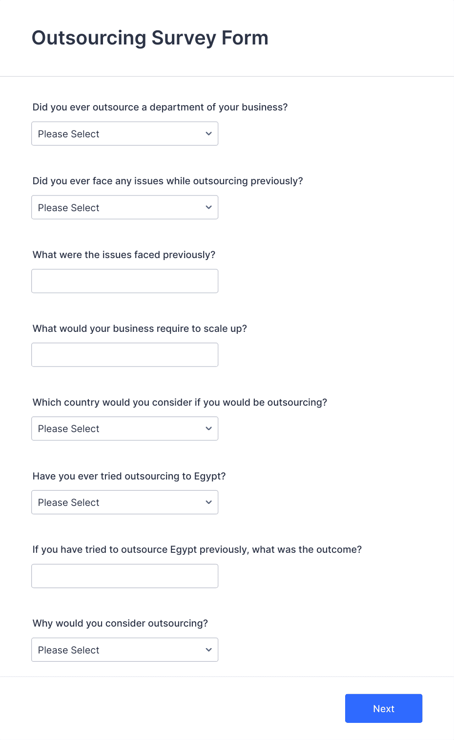 Outsourcing Survey Form Template | Jotform